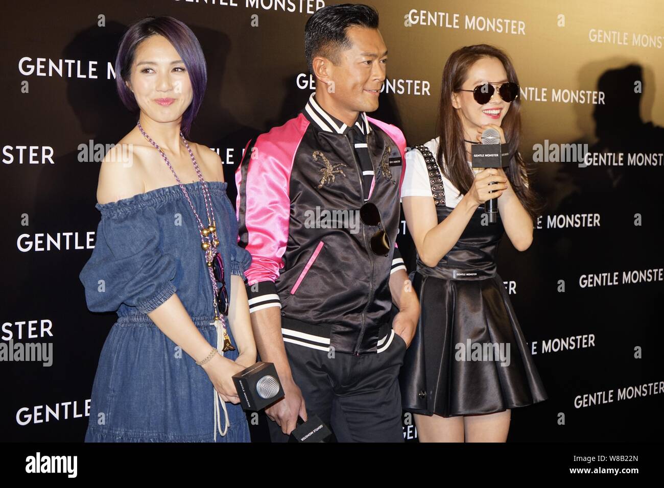 (From left) Hong Kong singer and actress Miriam Yeung, actor Louis Koo ...
