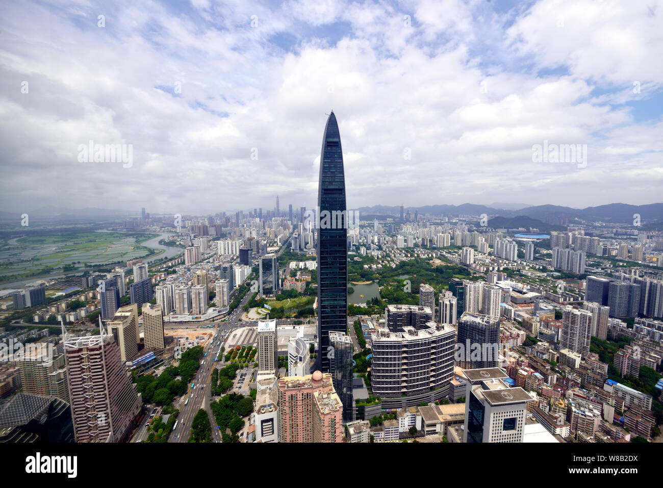--FILE--Cityscape of downtown areas with the KK100, tallest, formerly ...