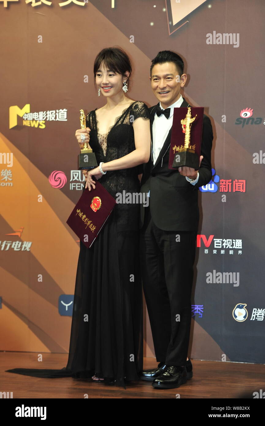 Chinese actress Bai Baihe, left, and Hong Kong singer and actor Andy ...