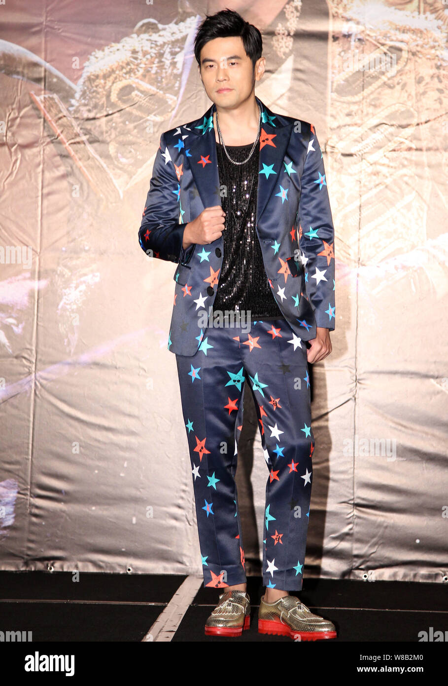 Taiwanese singer Jay Chou poses at a press conference for his new music ...