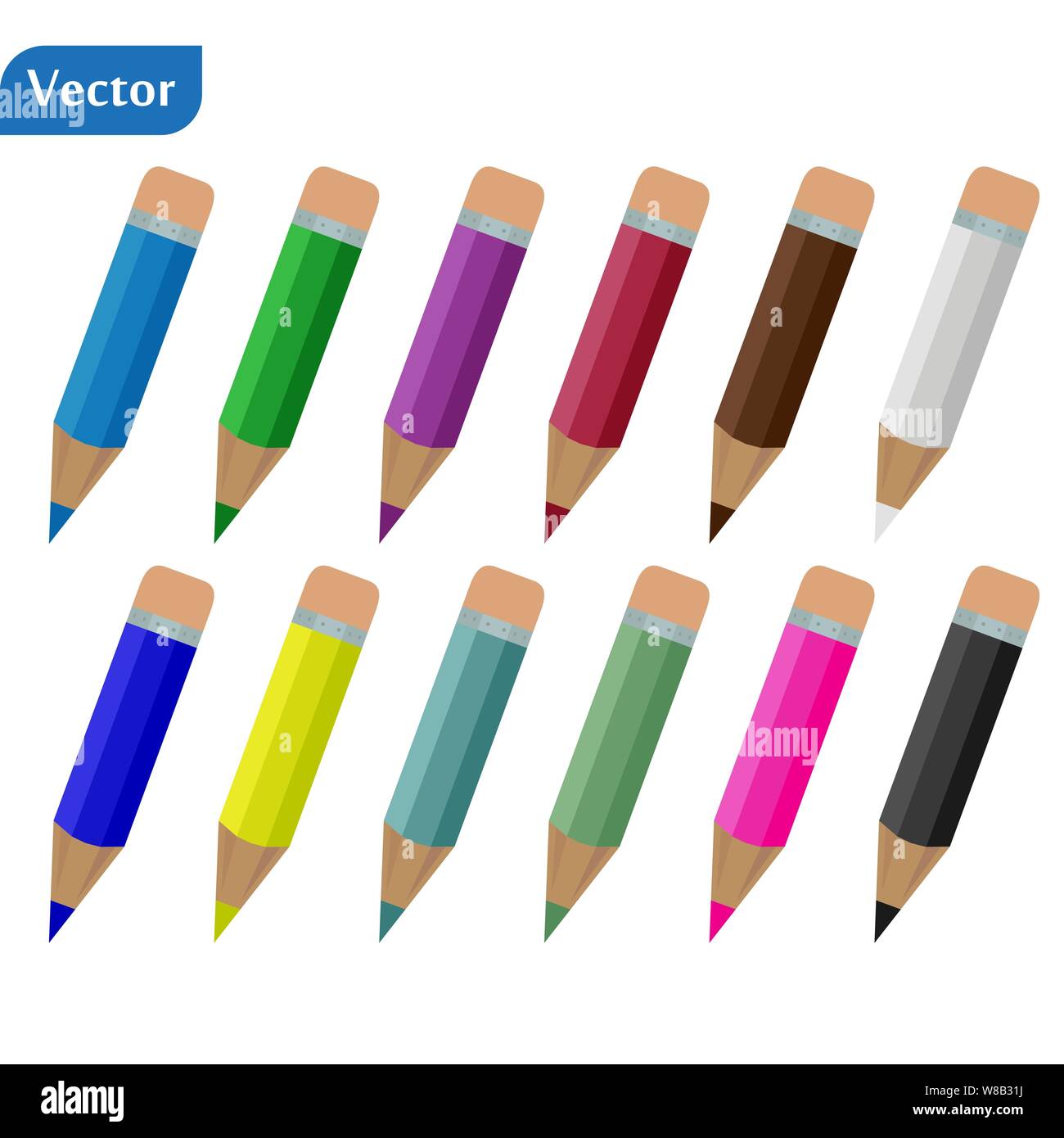 Group of yellow pens Stock Vector Images - Alamy
