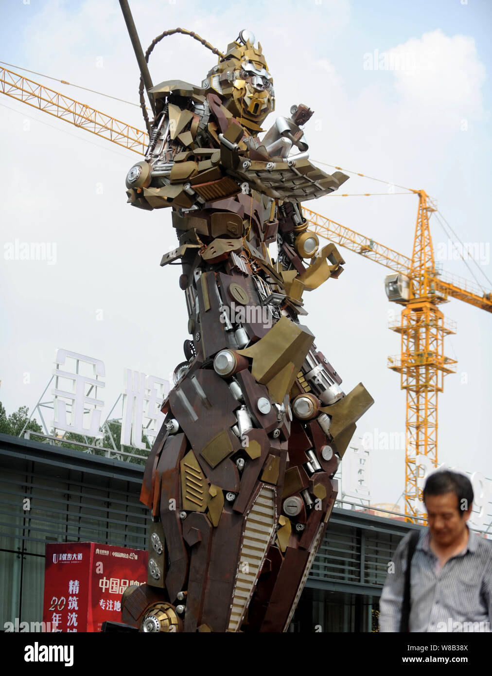 A giant "Monkey King" made out of scrapped car parts is on display on ...