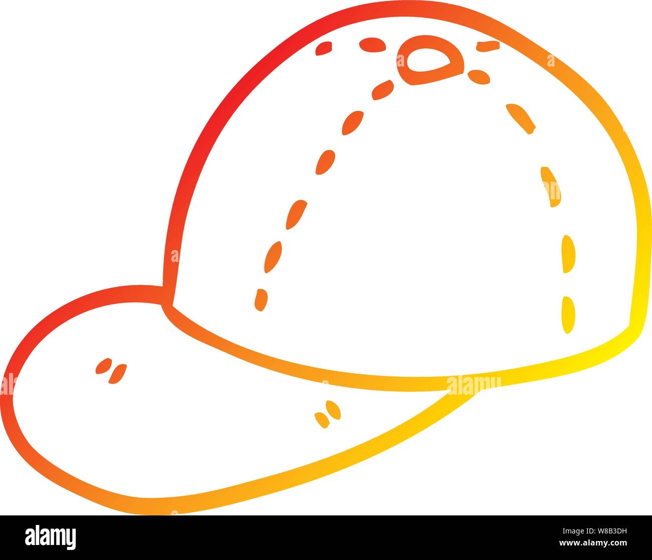 warm gradient line drawing of a cartoon baseball cap Stock Vector Image ...