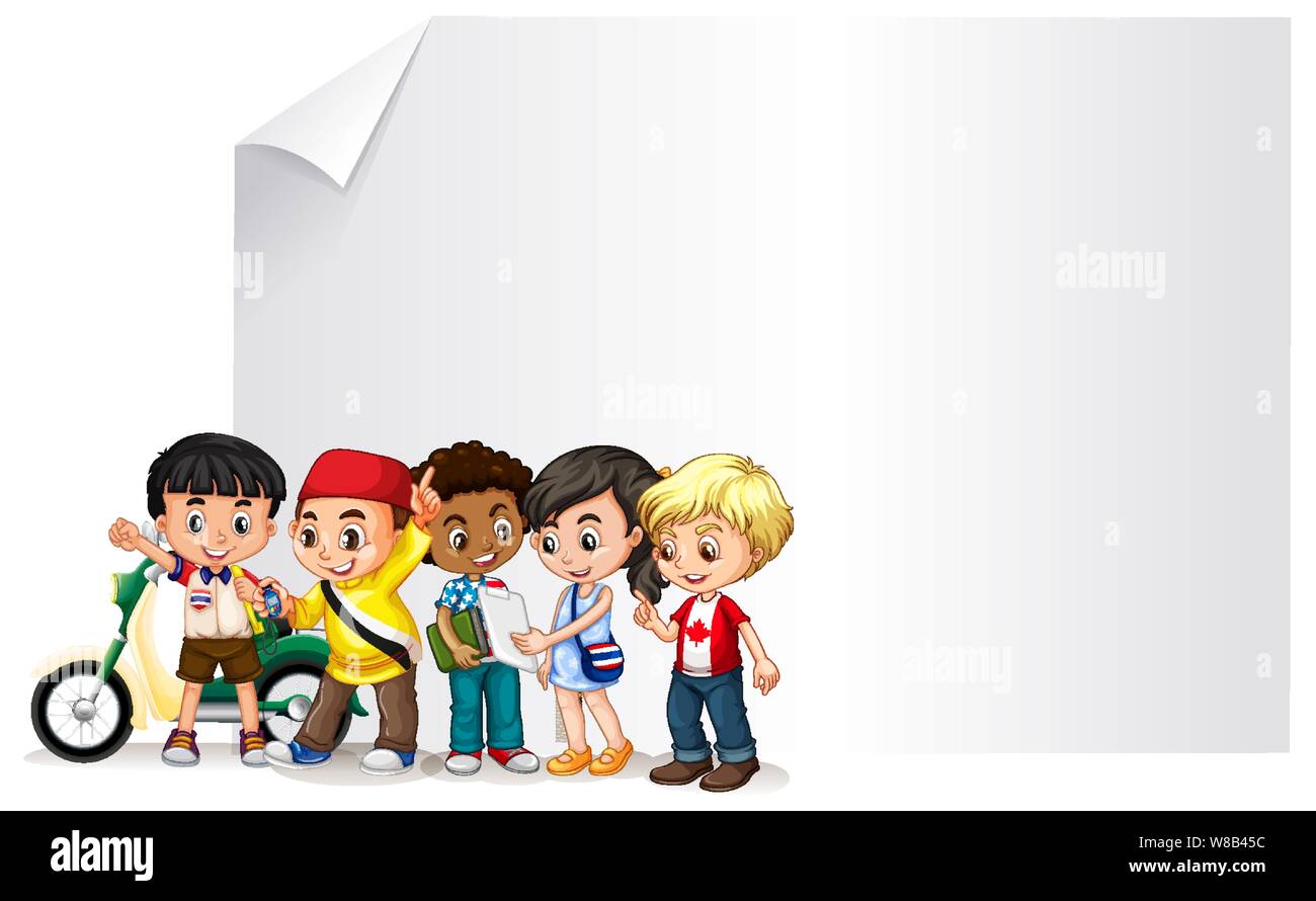 Cartoon Happy Kids Holding Banner Stock Vector Happy Children Friends