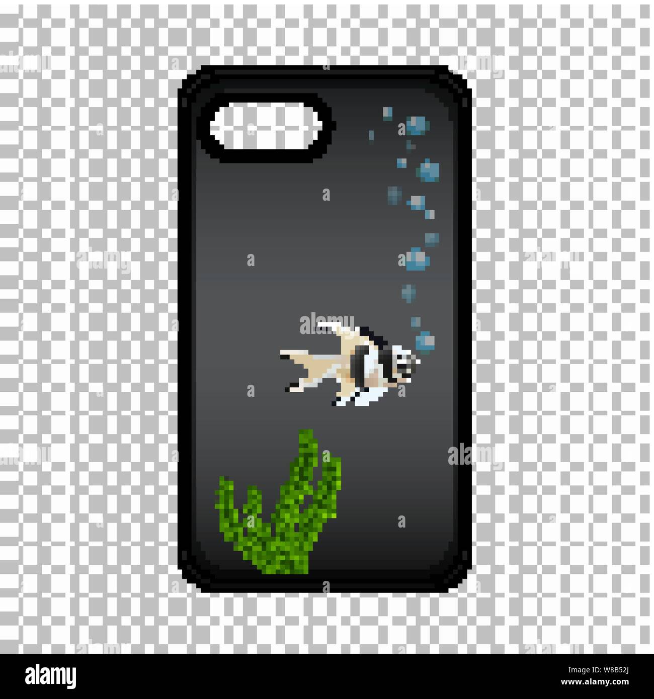 Graphic design on mobile phone case with cute fish illustration Stock ...