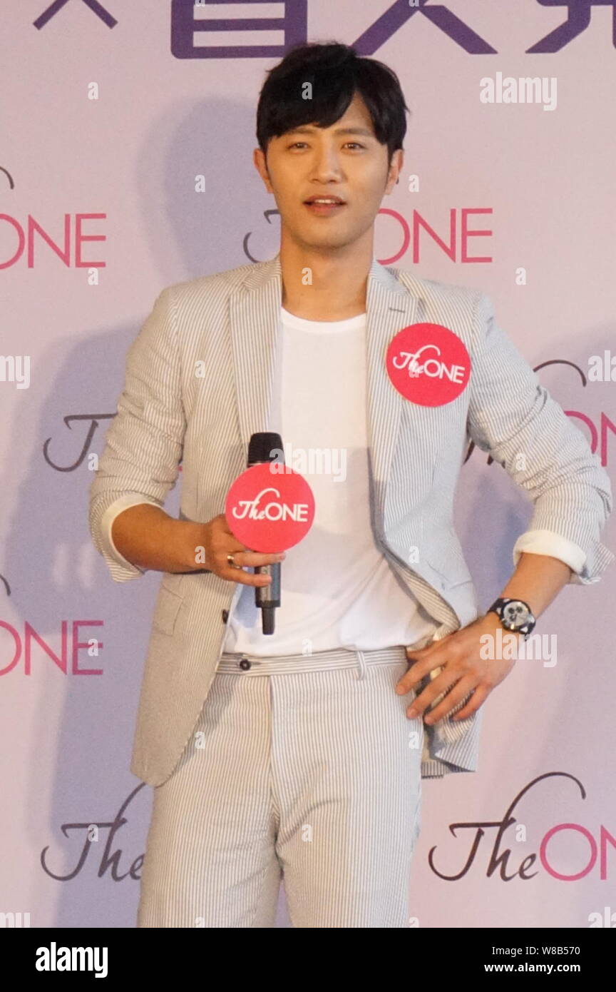 South Korean actor Jin Goo poses at a fan meeting event in Hong Kong ...