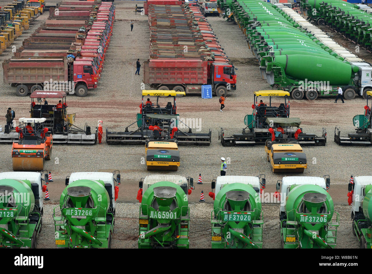 Construction vehicles are pictured during the construction commencement ...