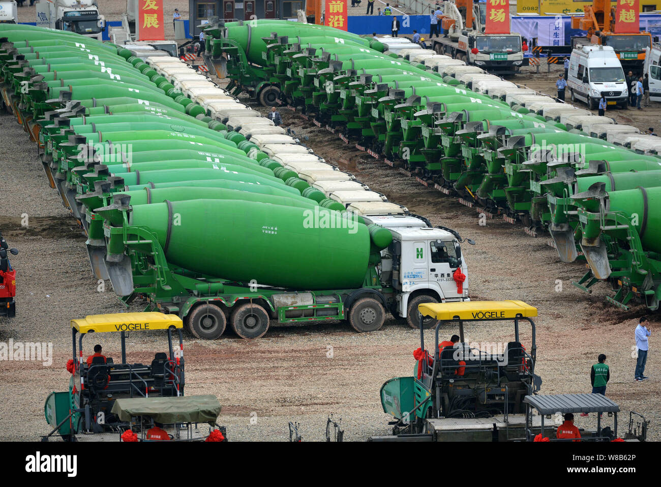 Construction vehicles are pictured during the construction commencement ...