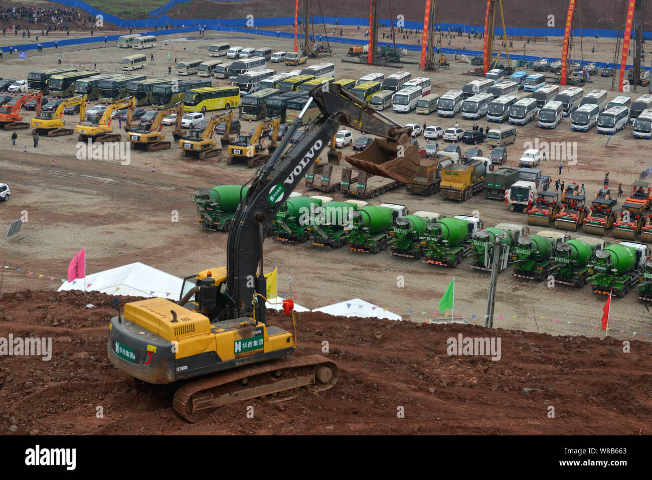 Construction vehicles are pictured during the construction commencement ...