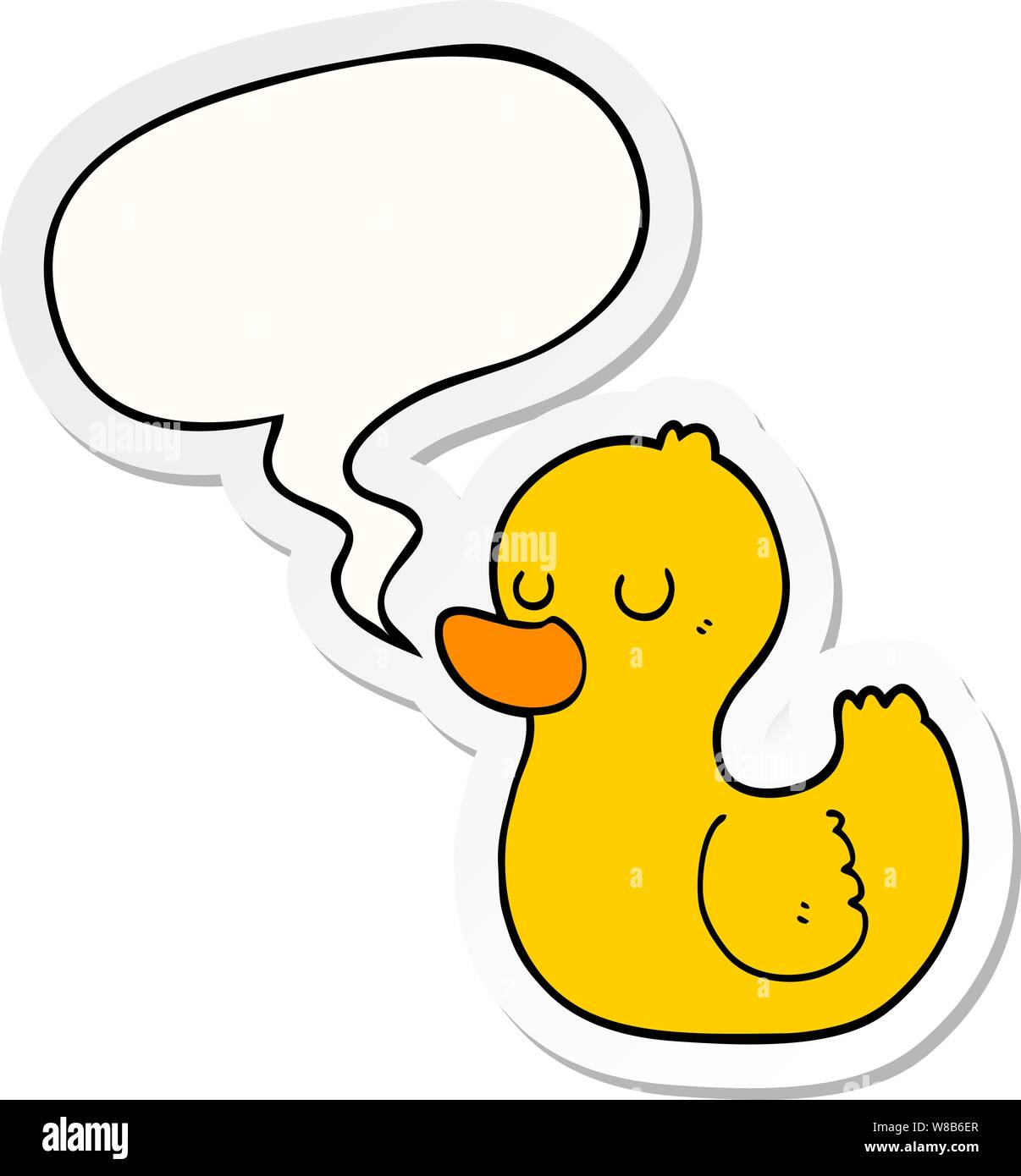 cartoon duck with speech bubble sticker Stock Vector Image & Art - Alamy