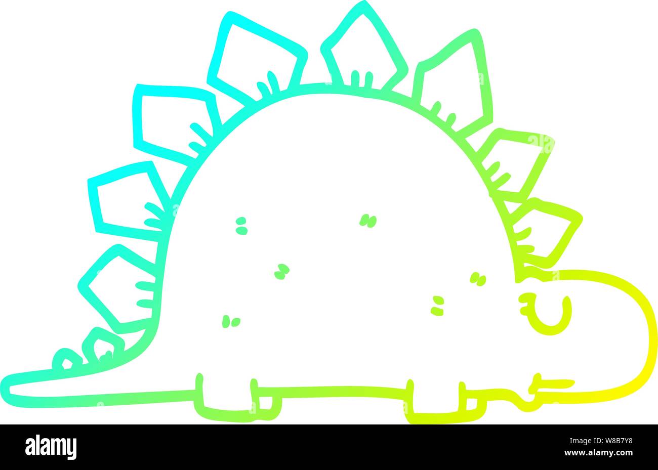 cold gradient line drawing of a cartoon prehistoric dinosaur Stock ...