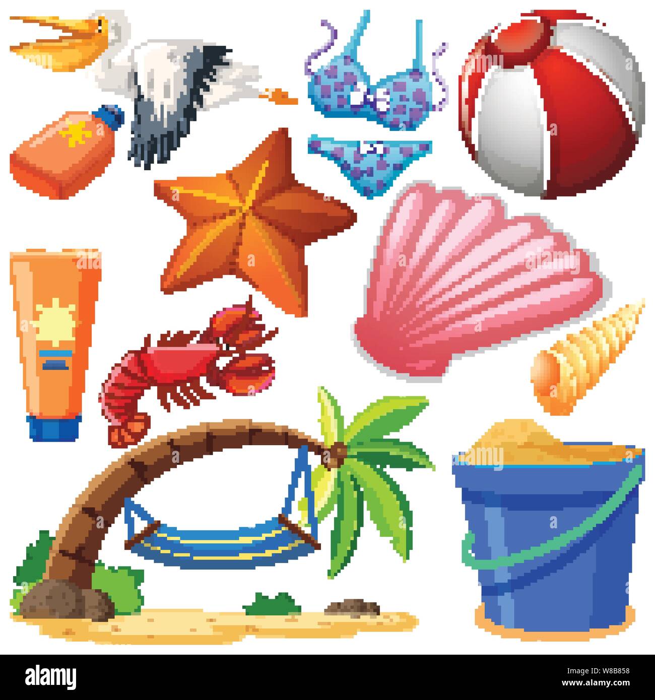 Set of isolated objects theme summer holiday illustration Stock Vector ...