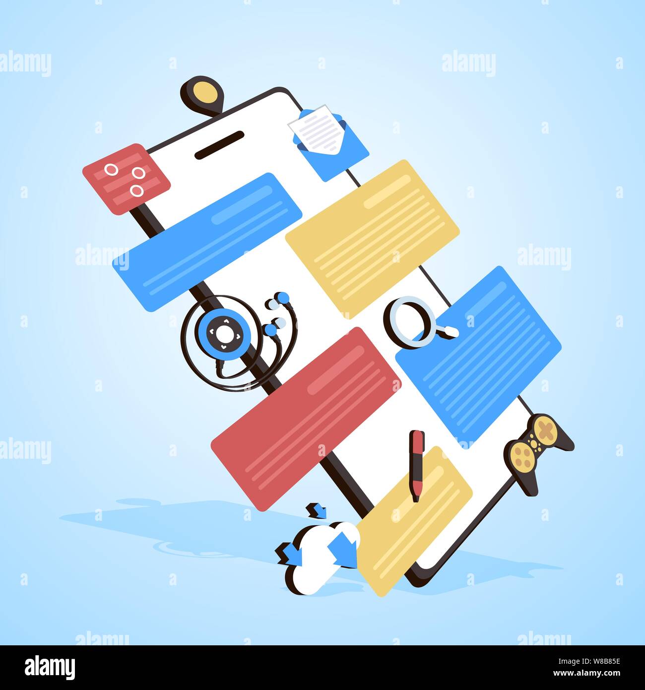 smartphone screen with notes social media network online communication ...