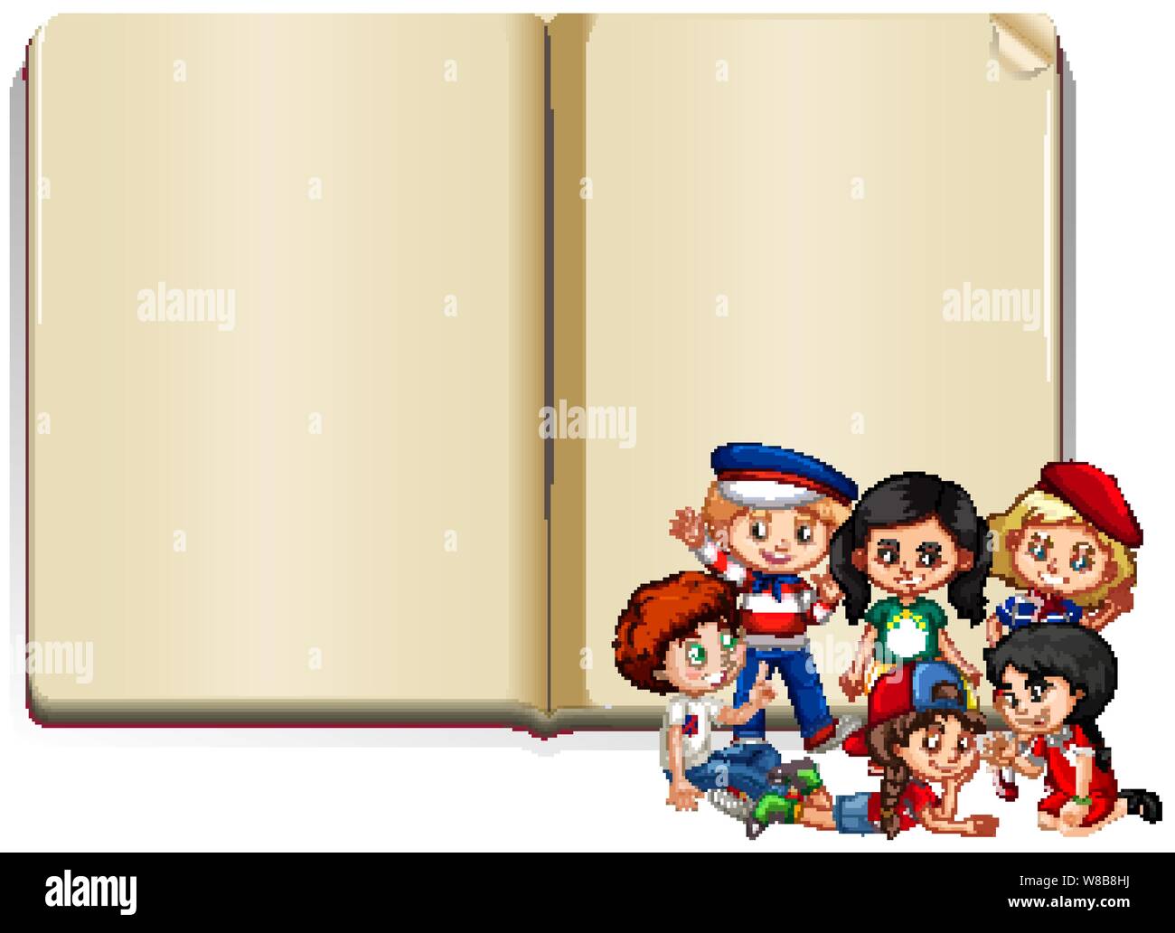 Banner template design with kids and book illustration Stock Vector ...