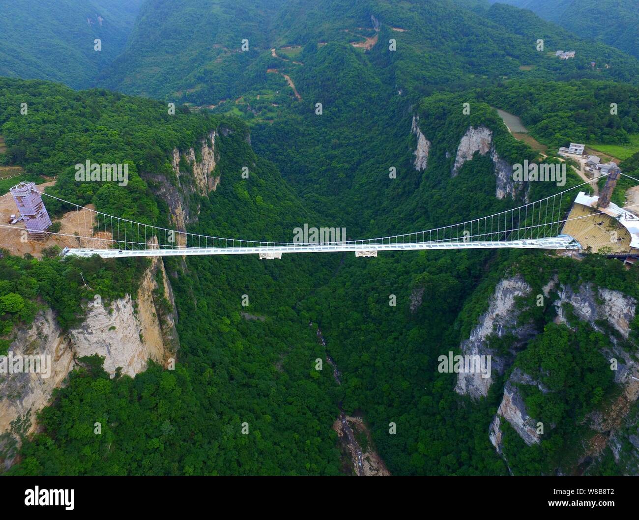 An aerial view of the world's longest and highest glass-bottomed bridge ...