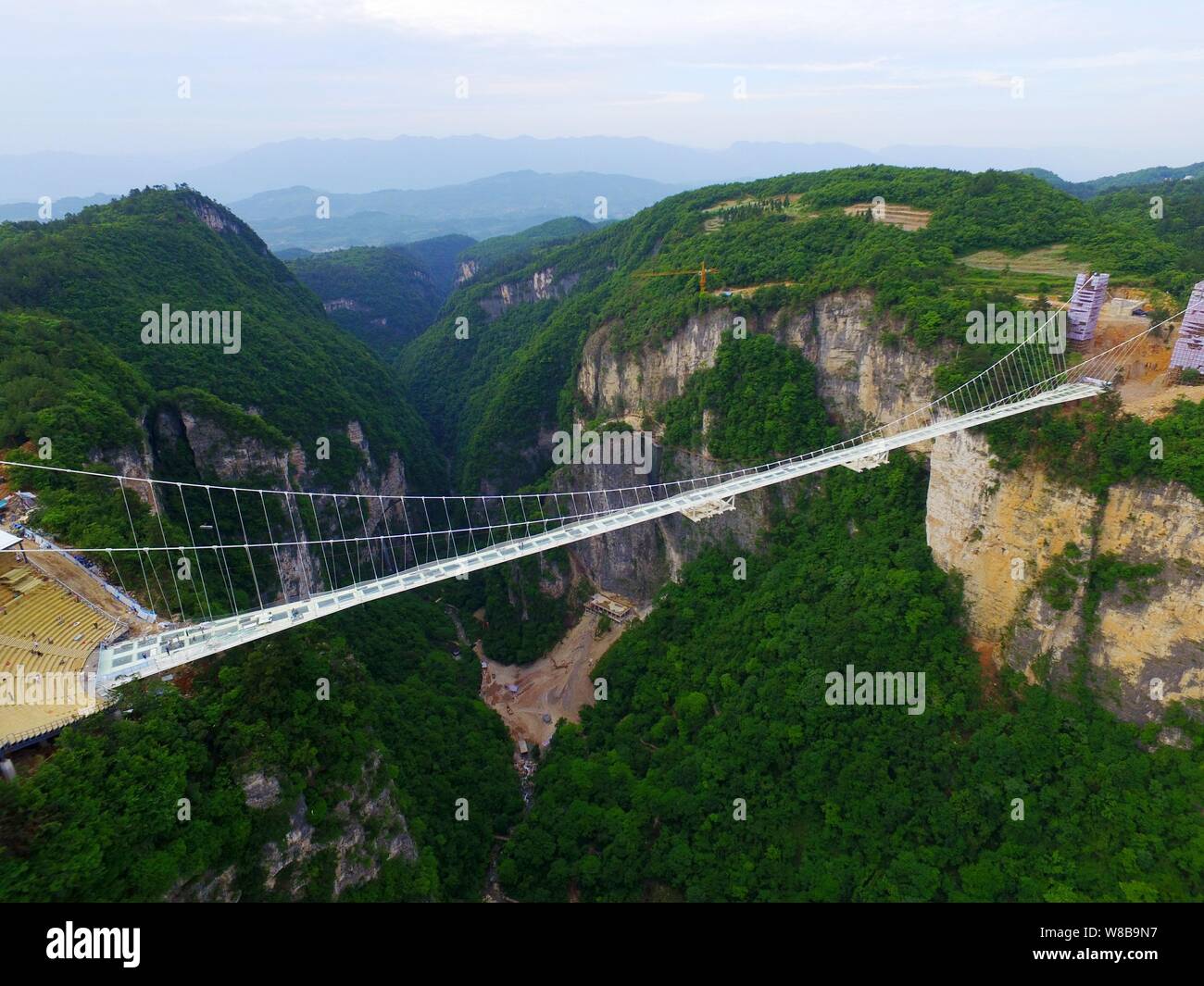 An aerial view of the world's longest and highest glass-bottomed bridge ...