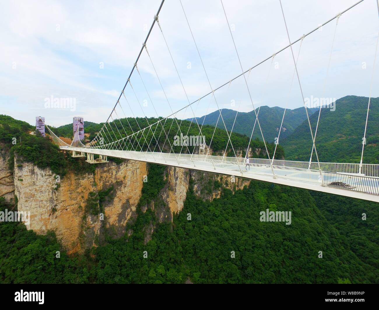 A view of the world's longest and highest glass-bottomed bridge over ...