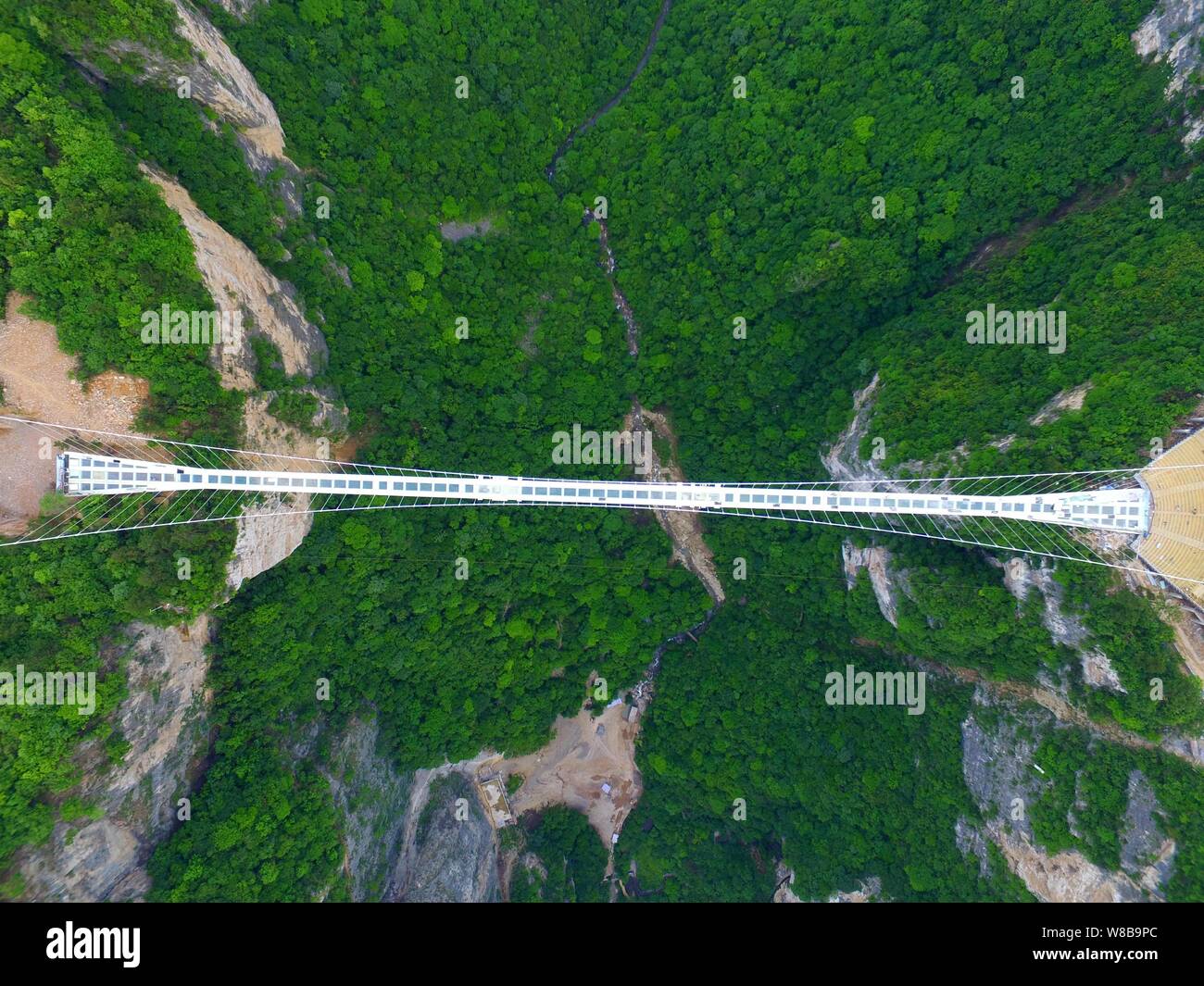 An aerial view of the world's longest and highest glass-bottomed bridge ...
