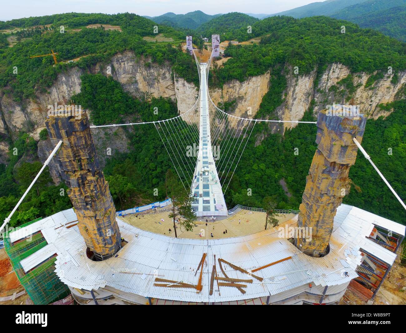 An aerial view of the world's longest and highest glass-bottomed bridge ...