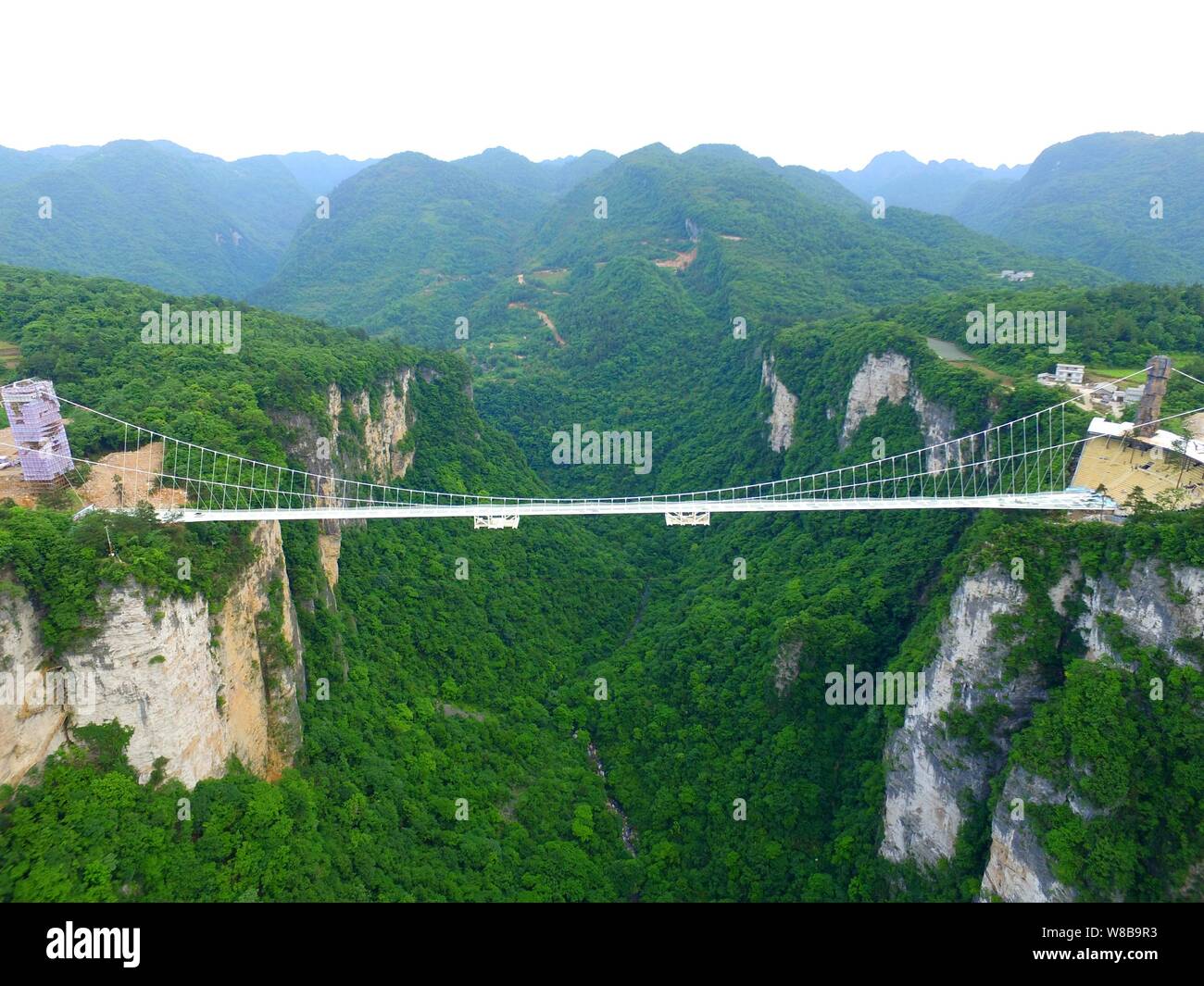 An aerial view of the world's longest and highest glass-bottomed bridge ...