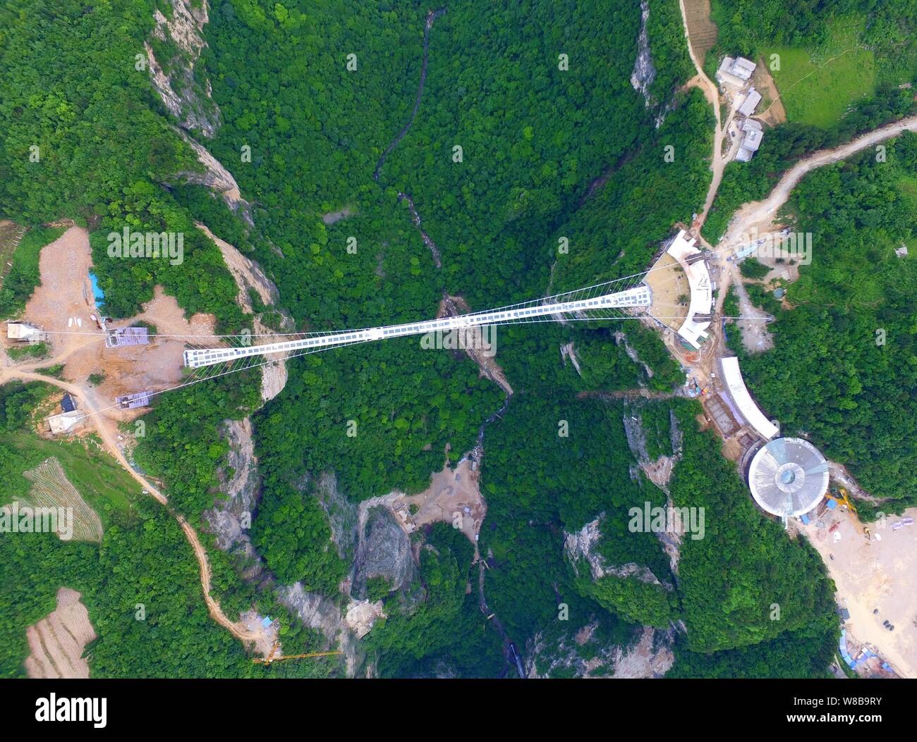 An aerial view of the world's longest and highest glass-bottomed bridge ...