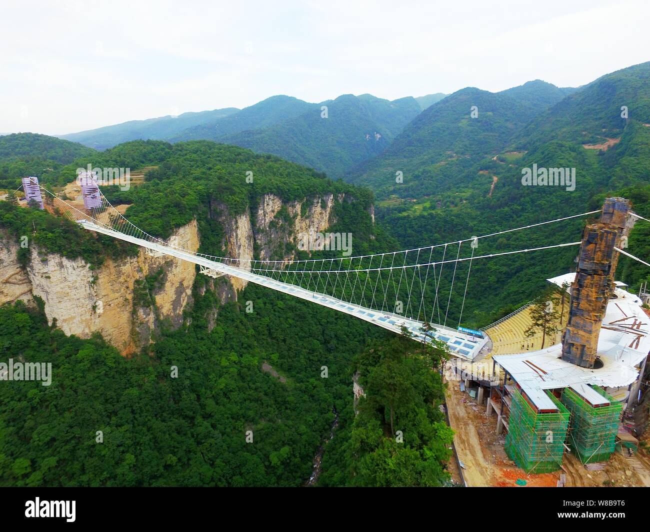 An aerial view of the world's longest and highest glass-bottomed bridge ...