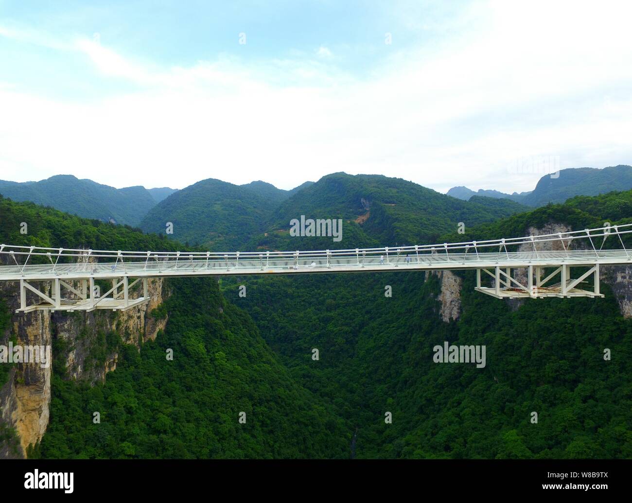 A view of the world's longest and highest glass-bottomed bridge over ...