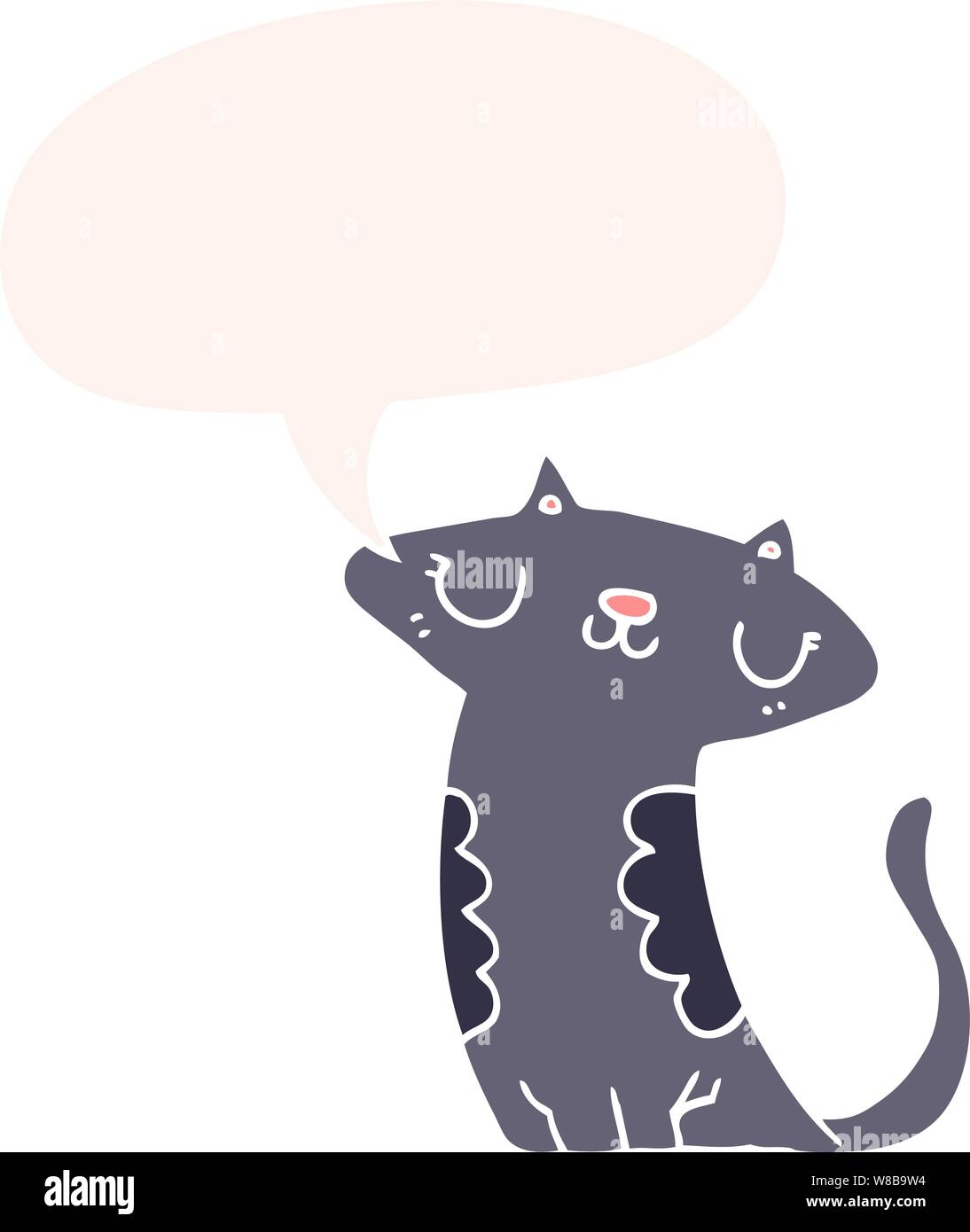 cartoon cat with speech bubble in retro style Stock Vector Image & Art ...
