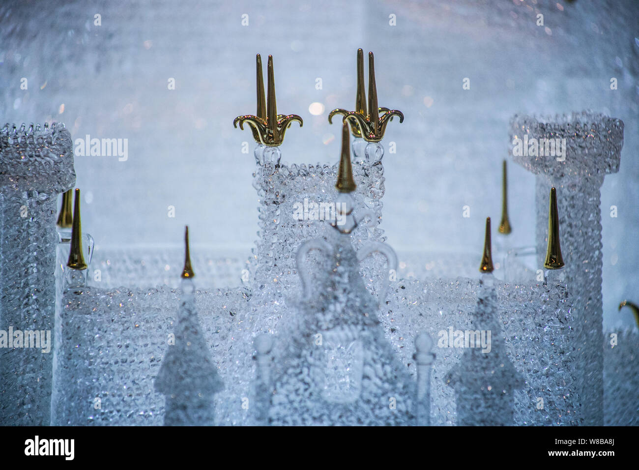 The glass-made Disney castle by Miguel Arribas is on display at the ...