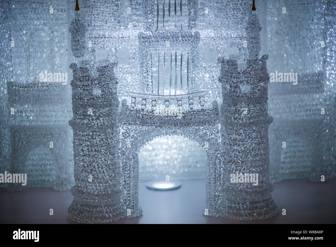 The glass-made Disney castle by Miguel Arribas is on display at the ...