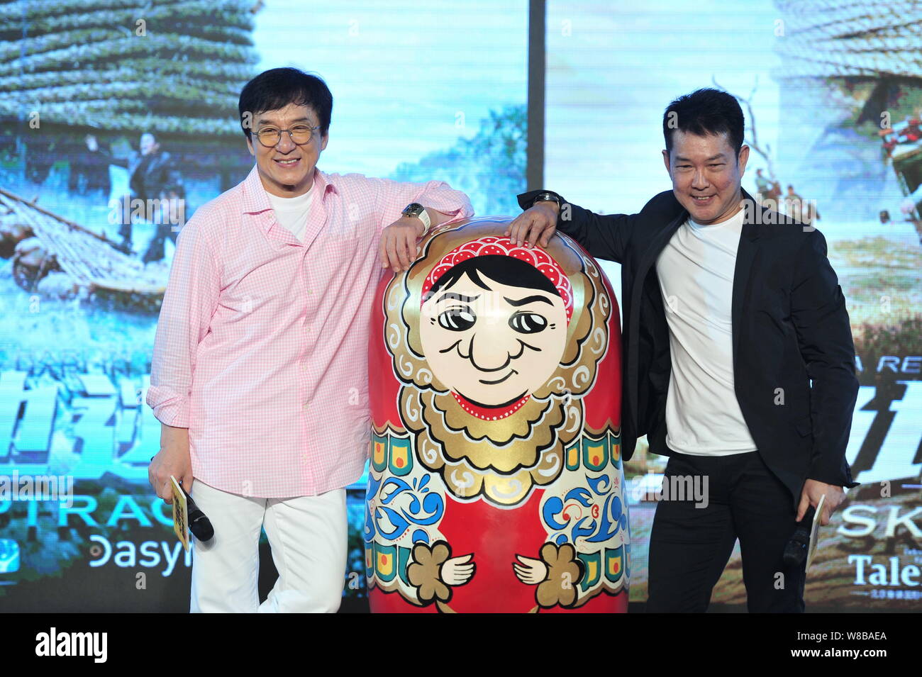 Hong Kong kungfu star Jackie Chan, left, and Hong Kong actor Yuen Biao ...
