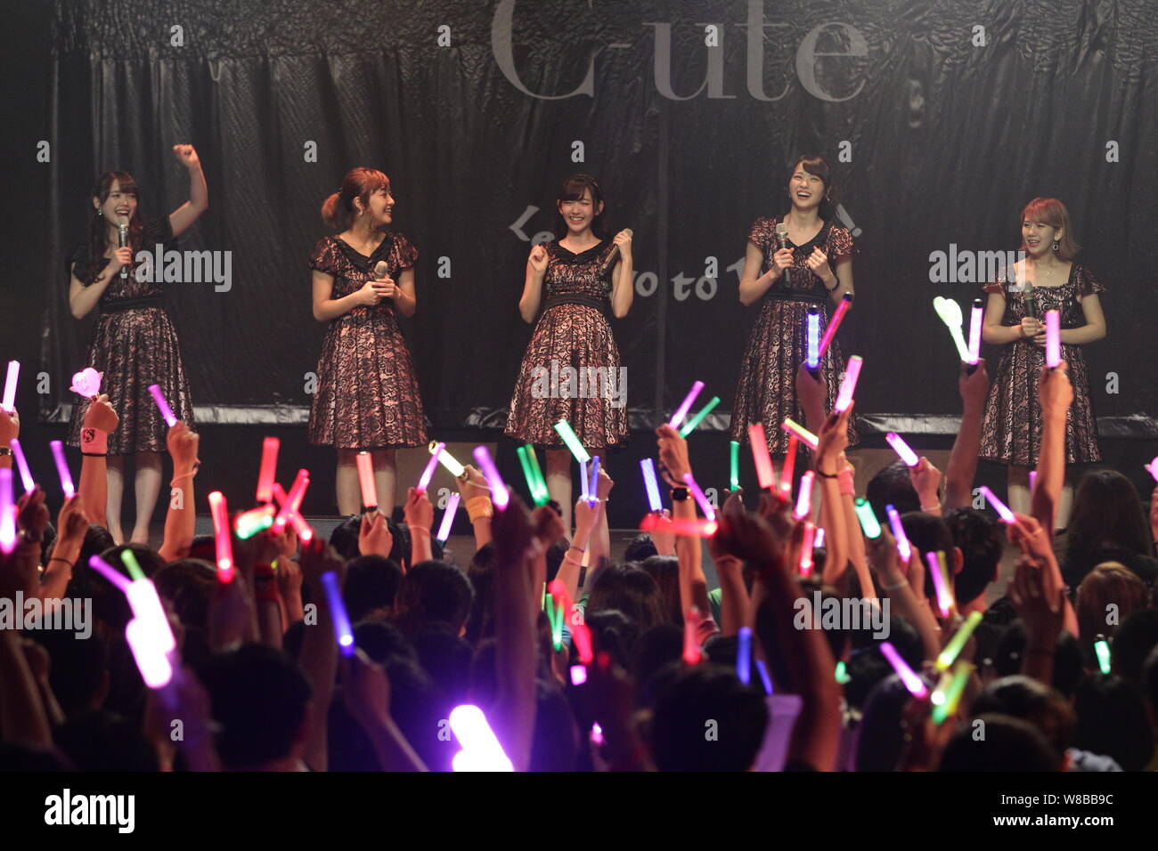 Members of Japanese idol girl group C-ute, also known as Cute, perform ...