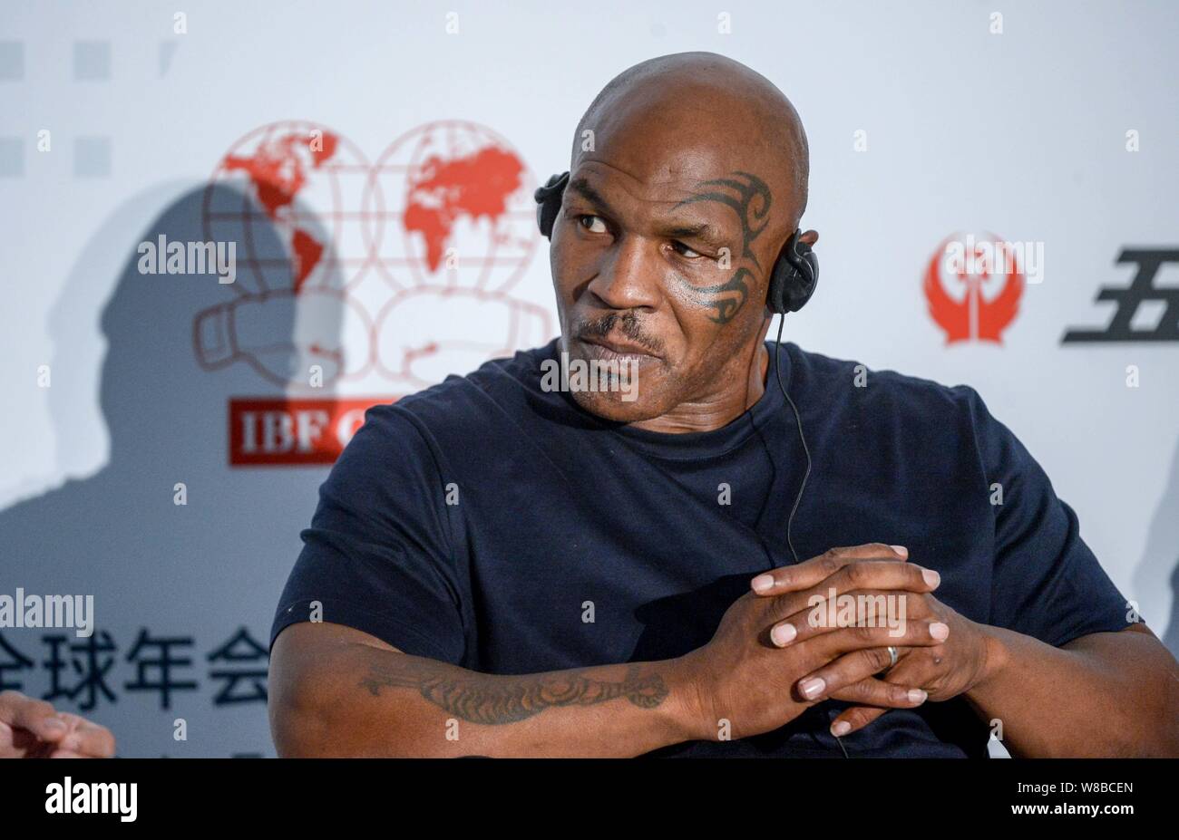 American boxer Mike Tyson attends a press conference ahead of the 2016 ...