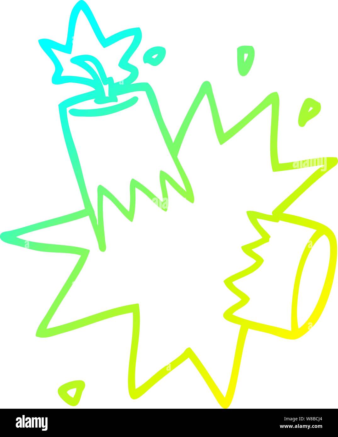 cold gradient line drawing of a cartoon dynamite Stock Vector Image ...