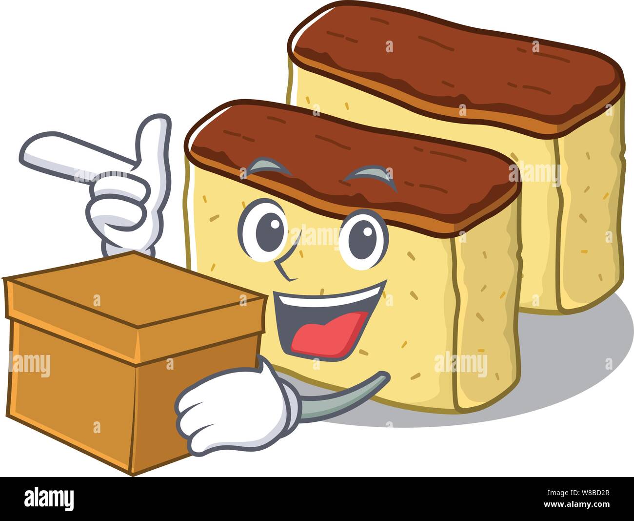 With box castella cake prepared in cartoon tray Stock Vector Image ...