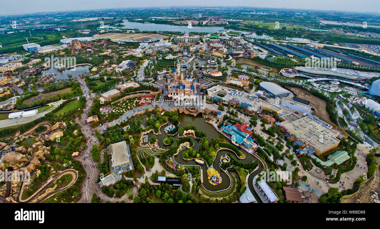 Aerial view of the Shanghai Disneyland at the Shanghai Disney Resort in ...