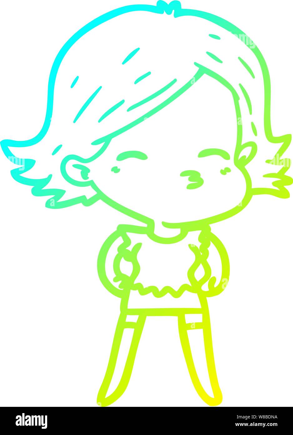 cold gradient line drawing of a cartoon woman Stock Vector Image & Art ...