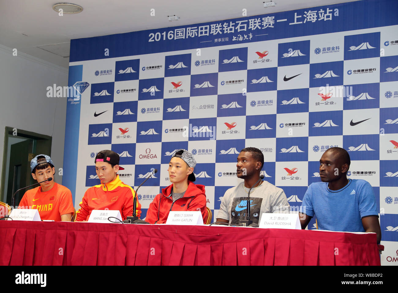 (From left) Chinese long jumpers Gao Xinglong, Huang Changzhou and Wang ...