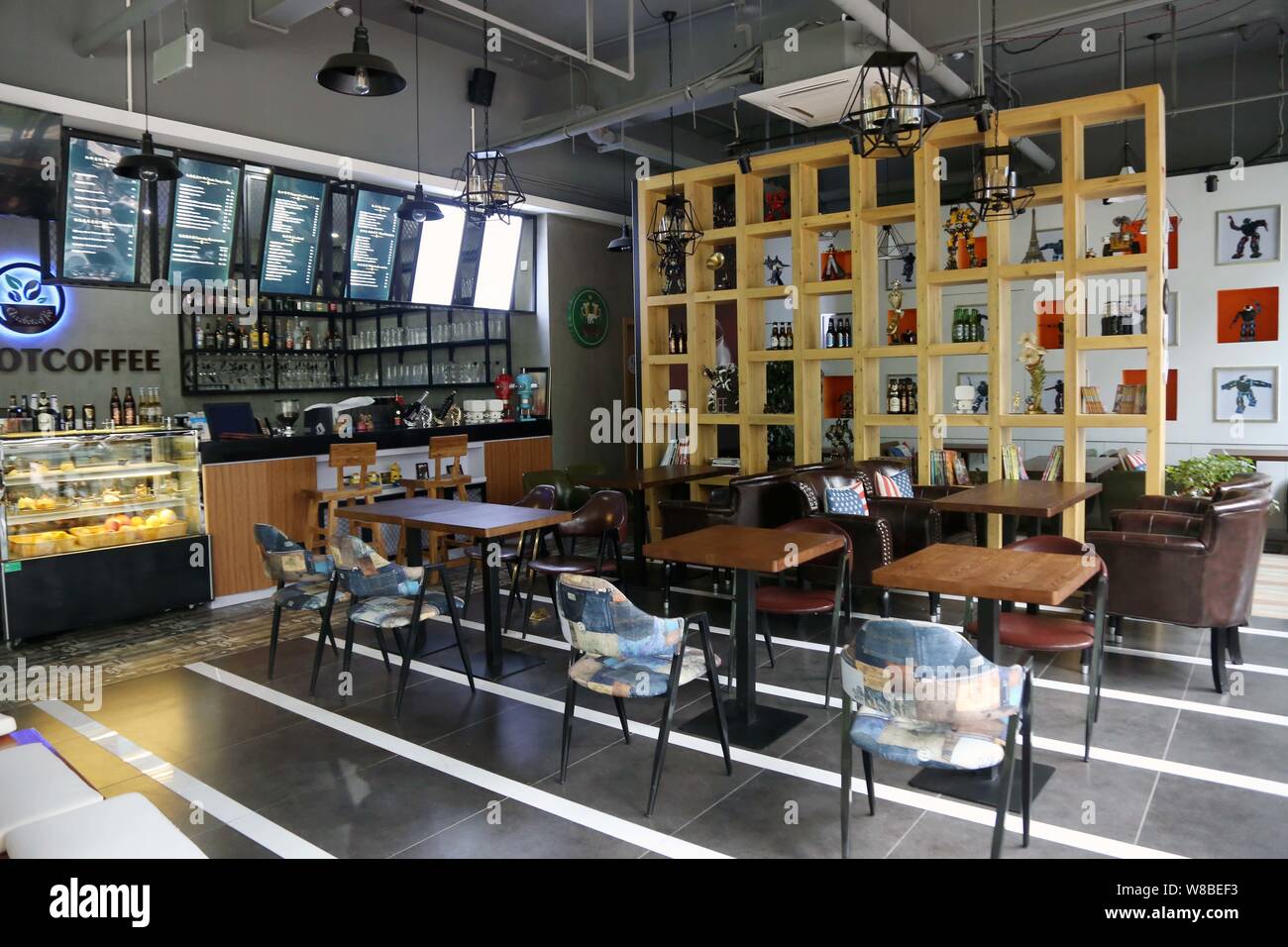 An interior view of the robot-themed cafe Airobot Coffee in Shanghai ...