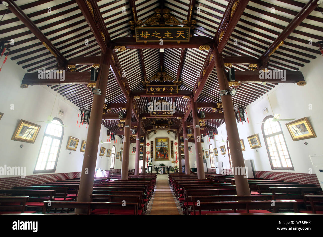An interior view of the Nanqiao Catholic Church, formerly called the ...