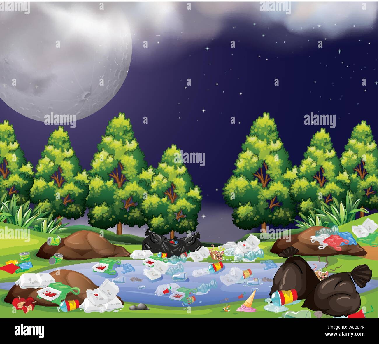 Rubbish in park scene illustration Stock Vector Image & Art - Alamy