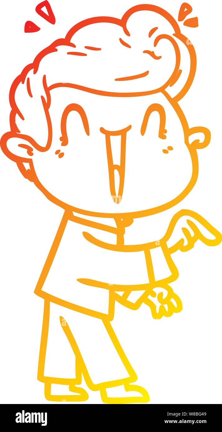 warm gradient line drawing of a cartoon excited man Stock Vector Image ...