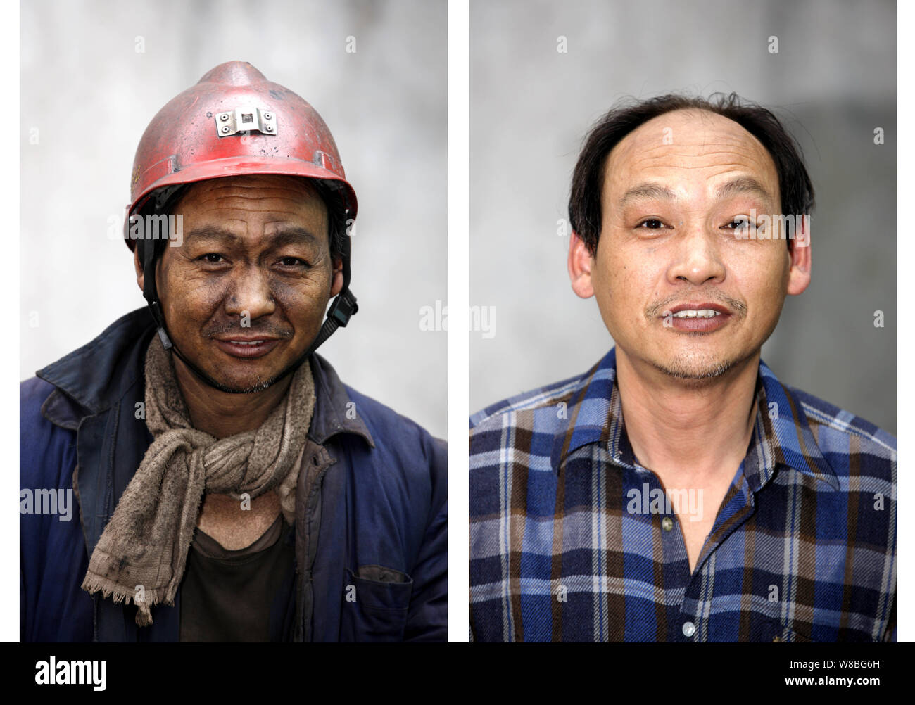 This composite picture shows a Chinese coal miner before and after ...