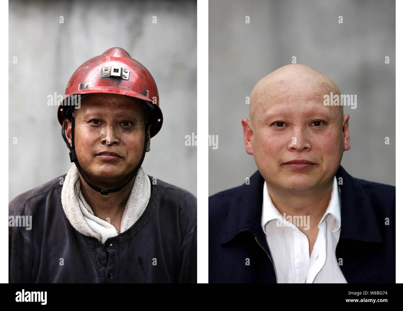 This composite picture shows a Chinese coal miner before and after ...