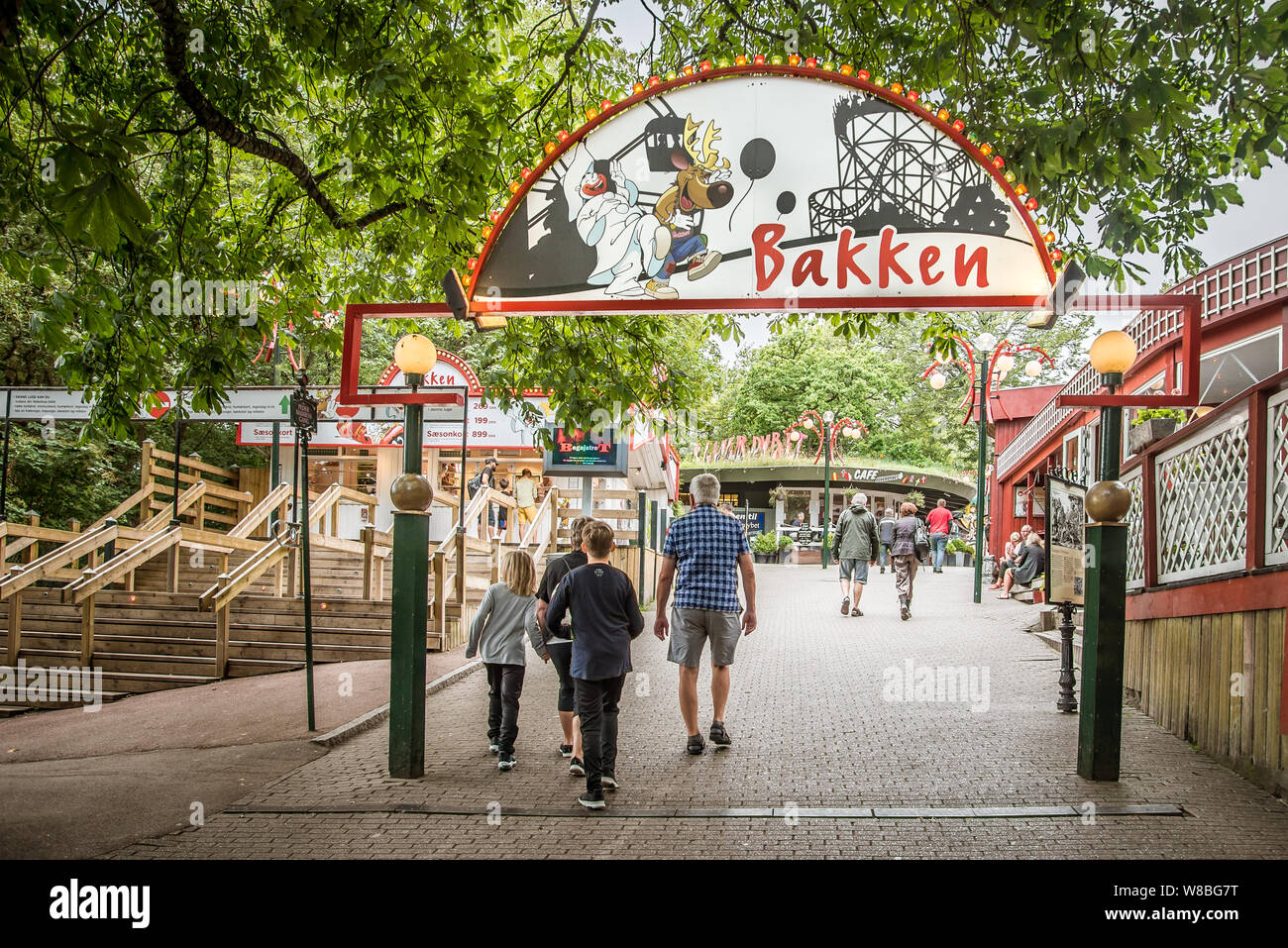 entrance to Bakken north of Copenhagen, the oldest amusement park in ...