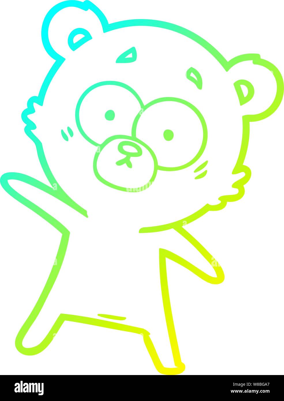cold gradient line drawing of a surprised bear cartoon Stock Vector ...