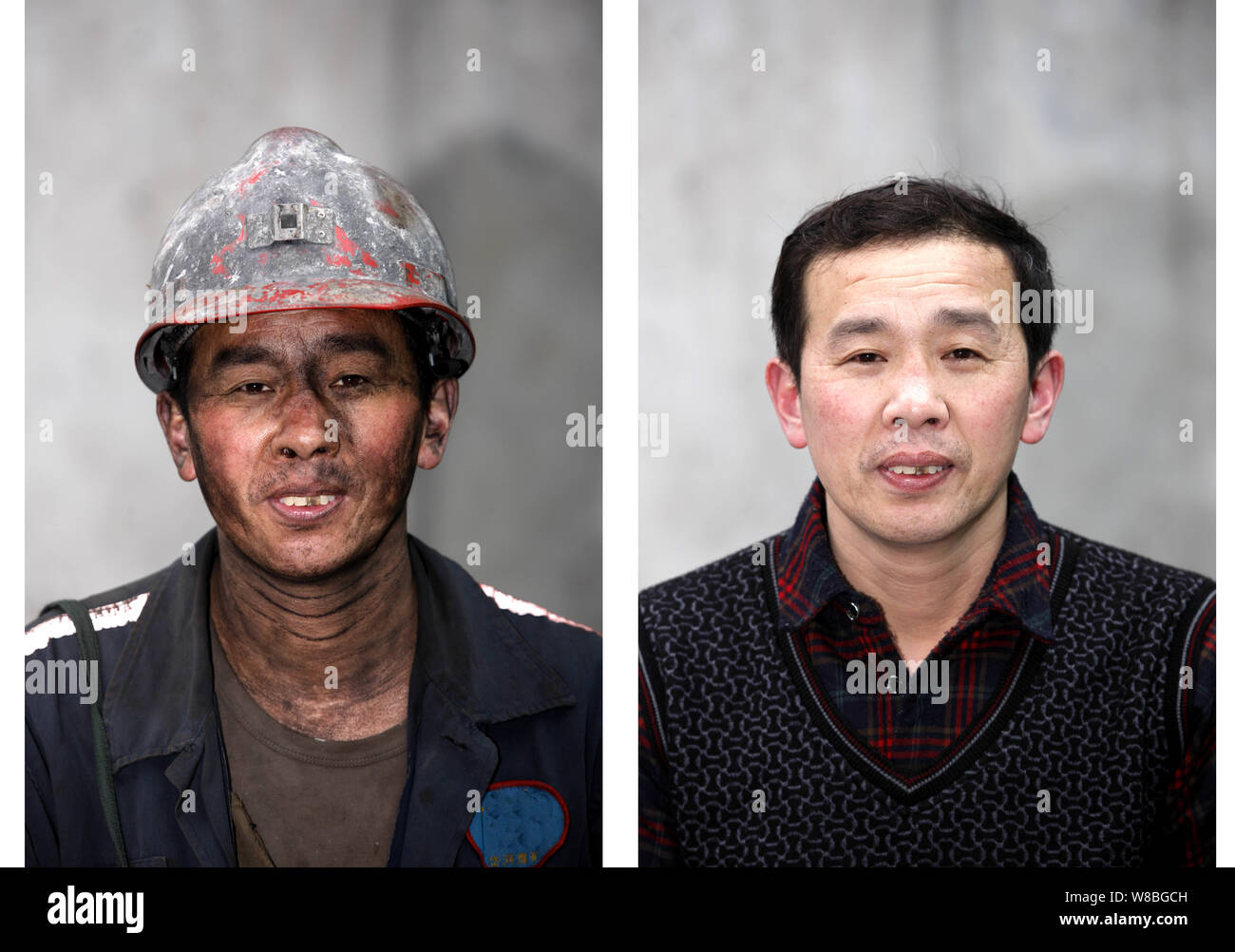 This composite picture shows a Chinese coal miner before and after ...