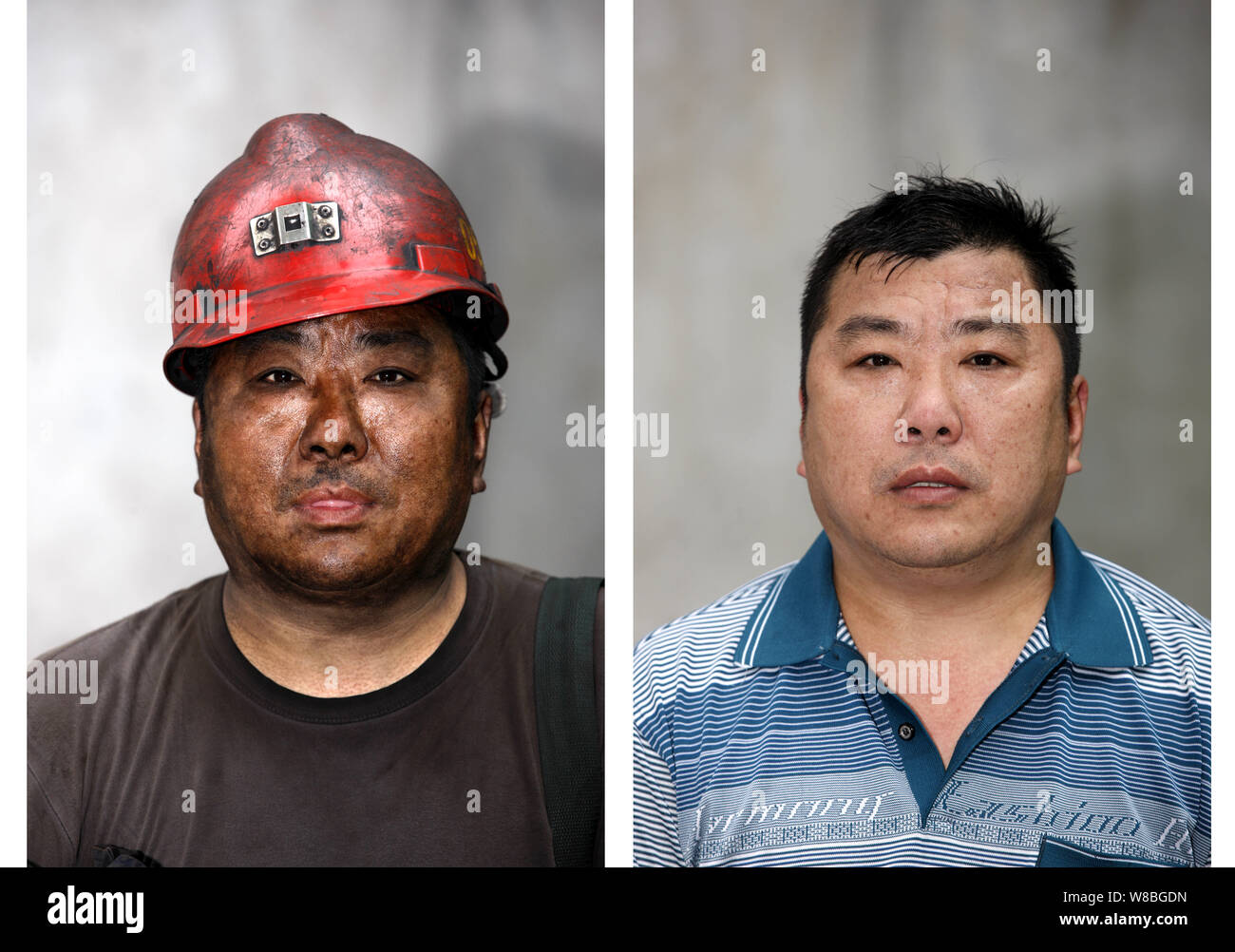 This composite picture shows a Chinese coal miner before and after ...