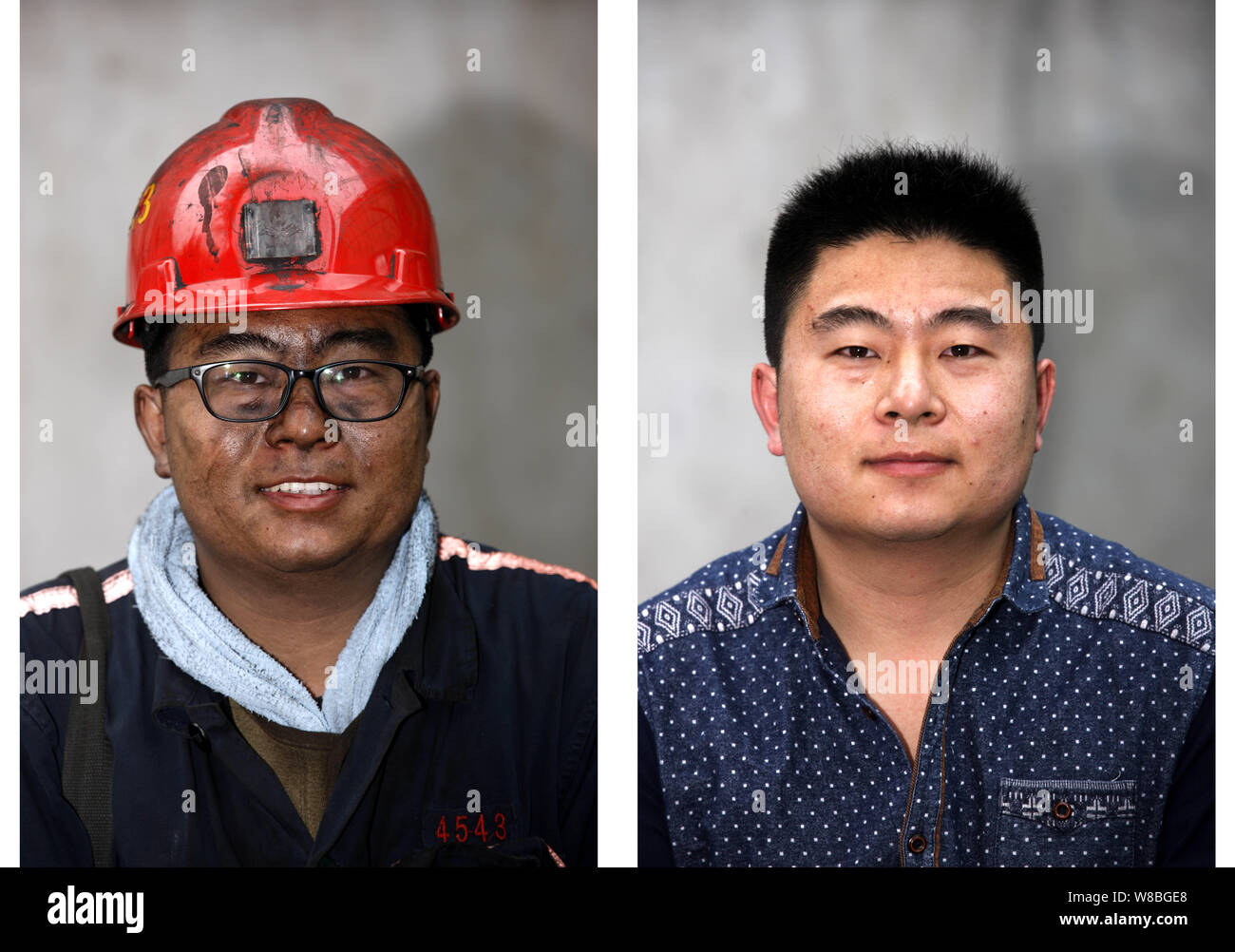This composite picture shows a Chinese coal miner before and after ...
