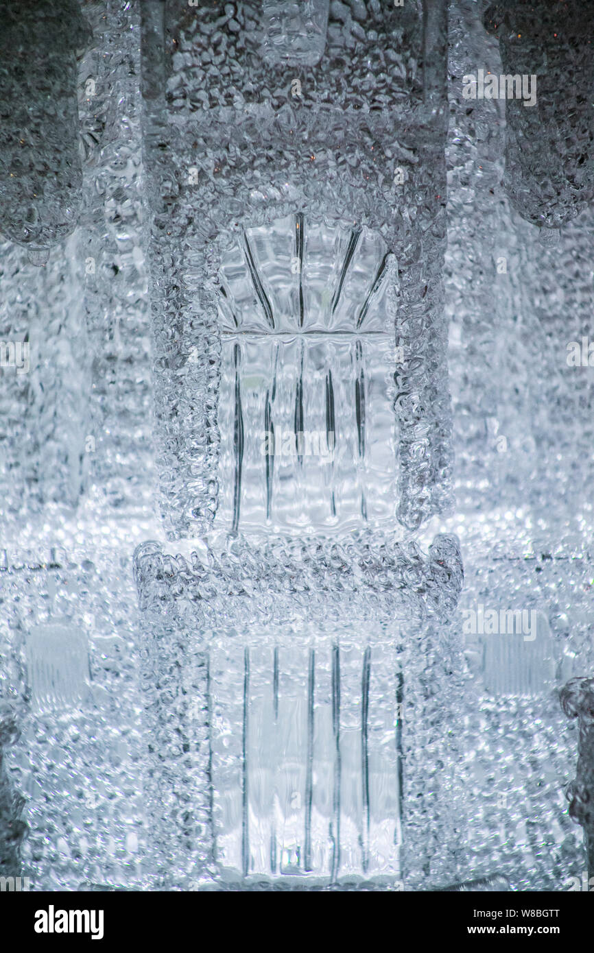 The glass-made Disney castle by Miguel Arribas is on display at the ...